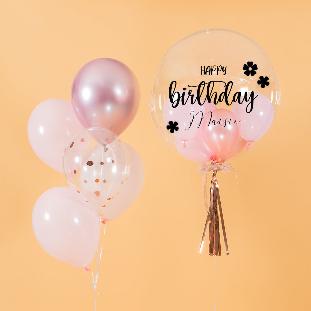 Pretty Pink Helium Birthday Balloon Bouquet (AO) | Free Delivery ...