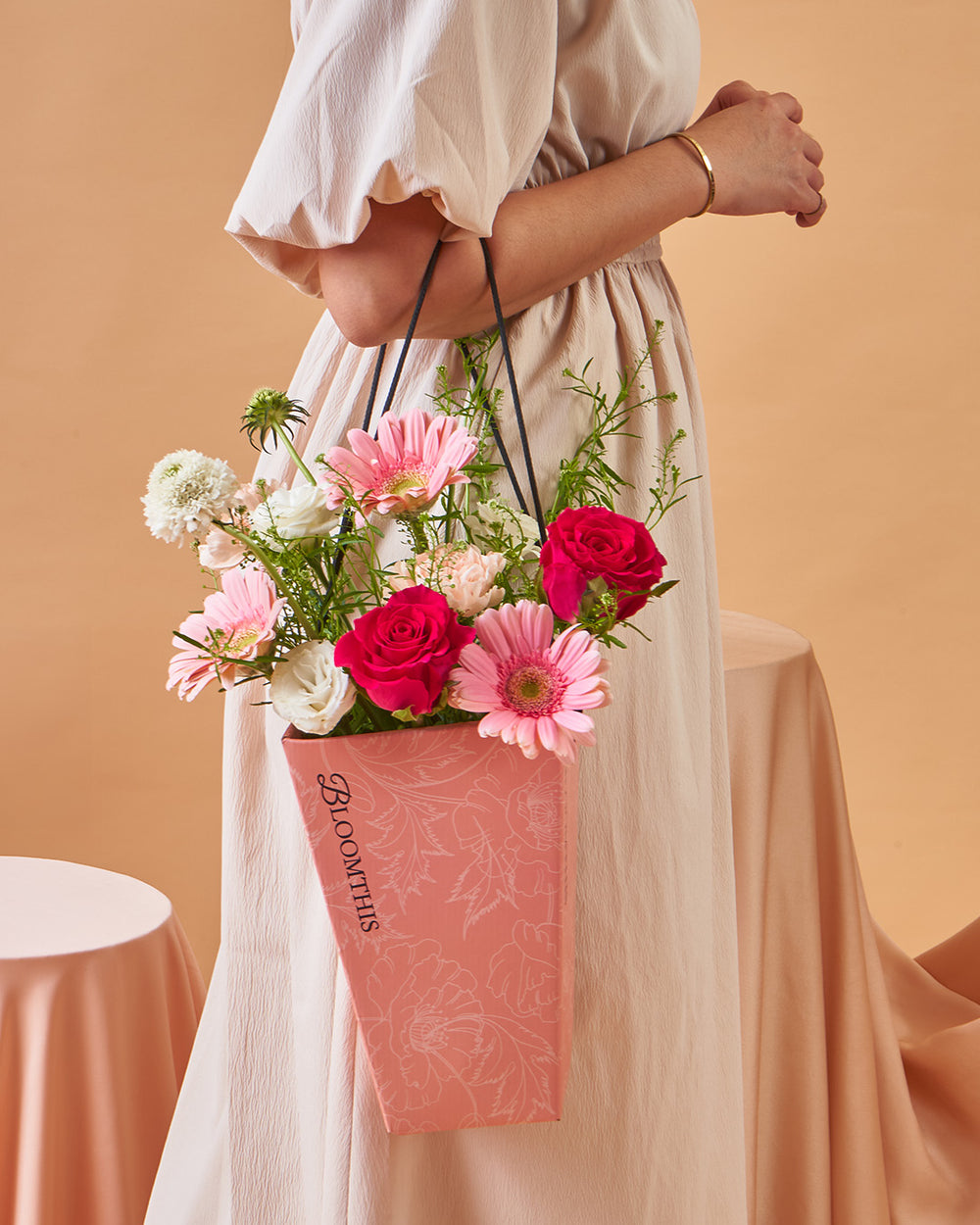Imogen Pink Rose Mini BloomBag & Vase (MD) | Free Delivery | Bloomthis