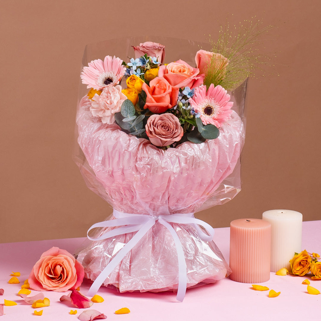 Andrea Pink Rose Bouquet (VD) | Free Delivery | Bloomthis