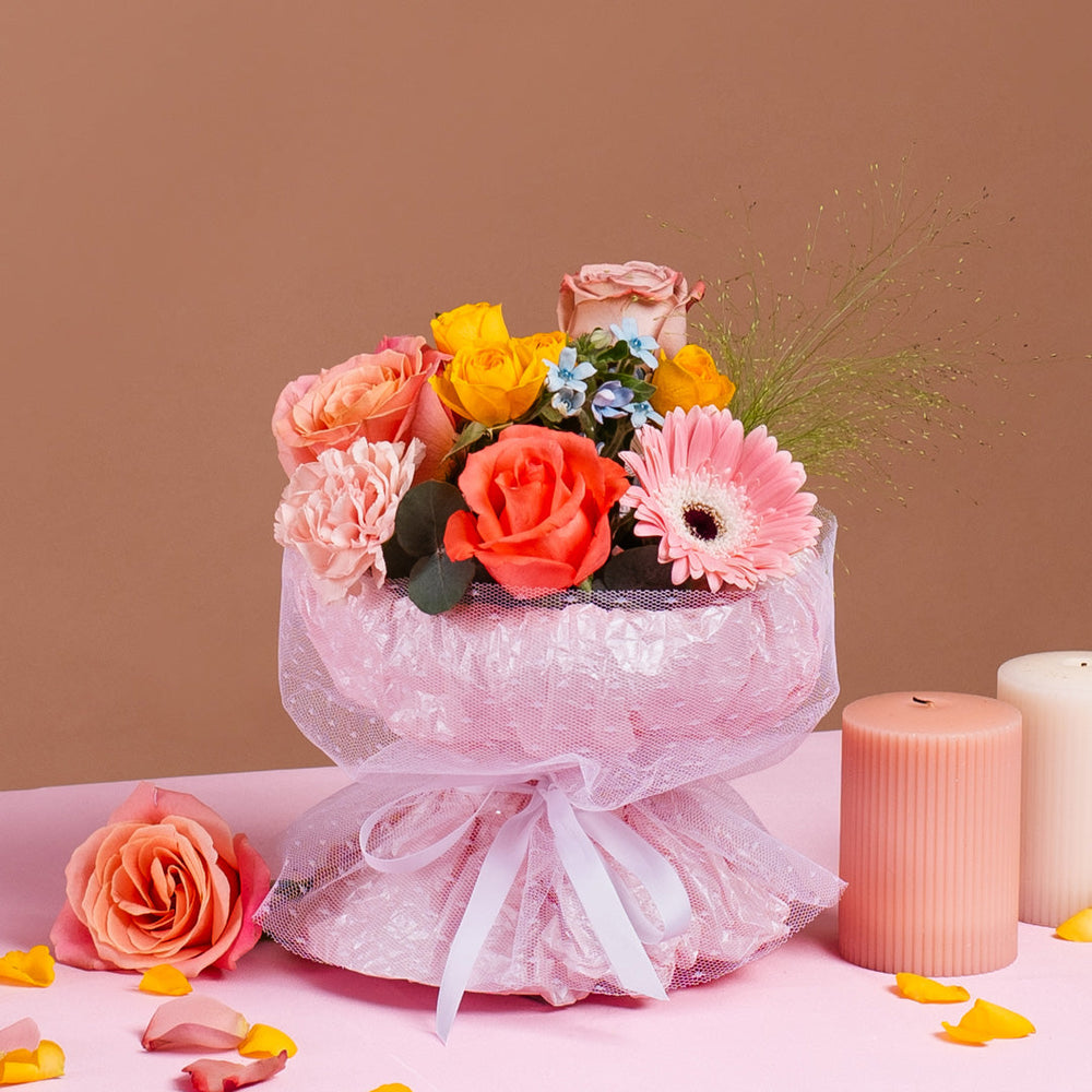 Andrea Pink Rose Bouquet (VD) | Free Delivery | BloomThis
