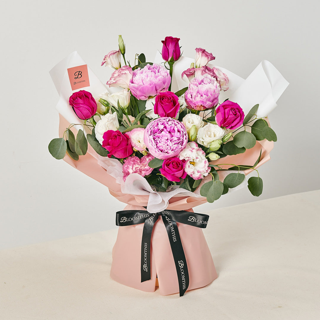Alyssa Rose & Peony Bouquet | Free Delivery | Bloomthis