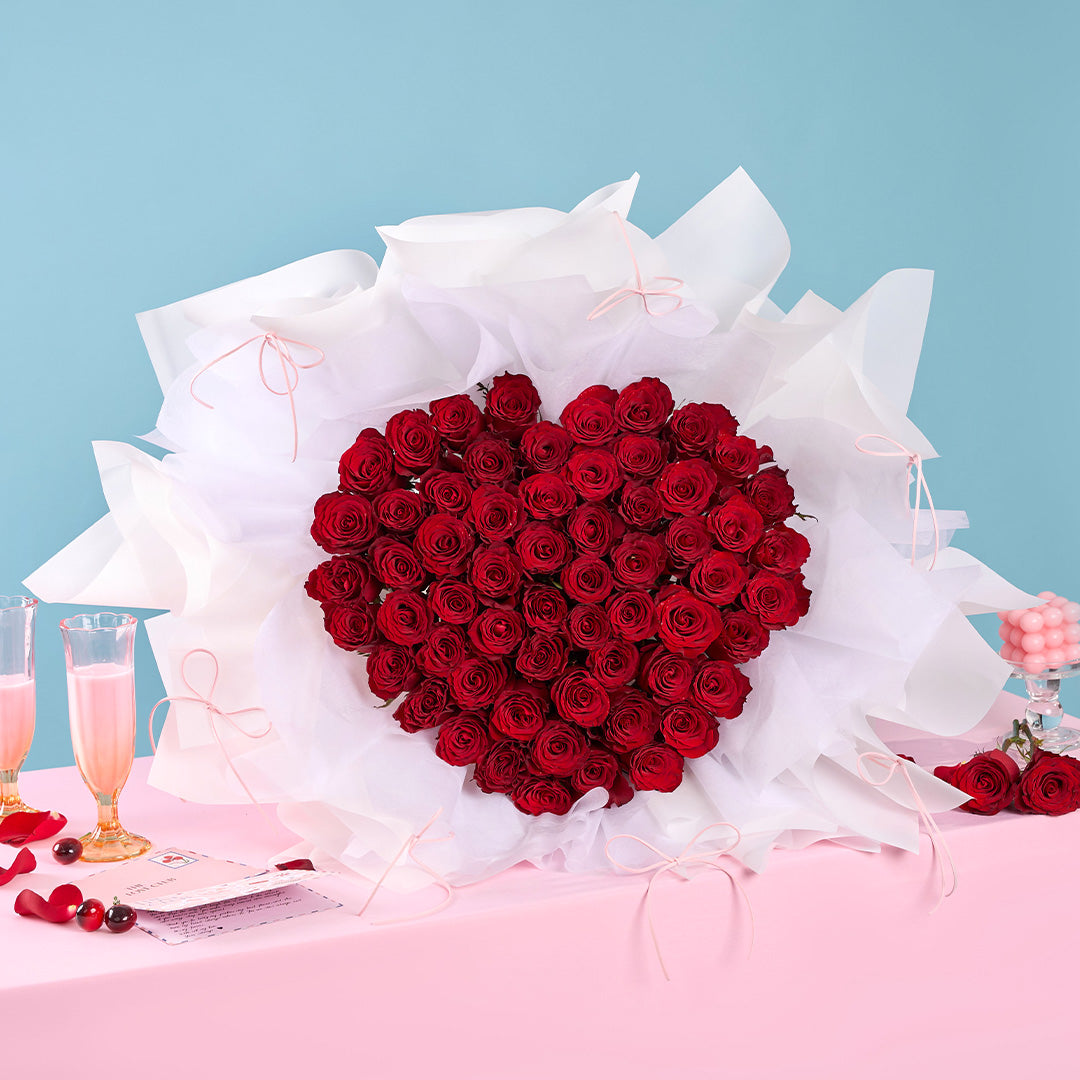 Lyndi Red Rose Heart Bouquet | Free Delivery | Bloomthis