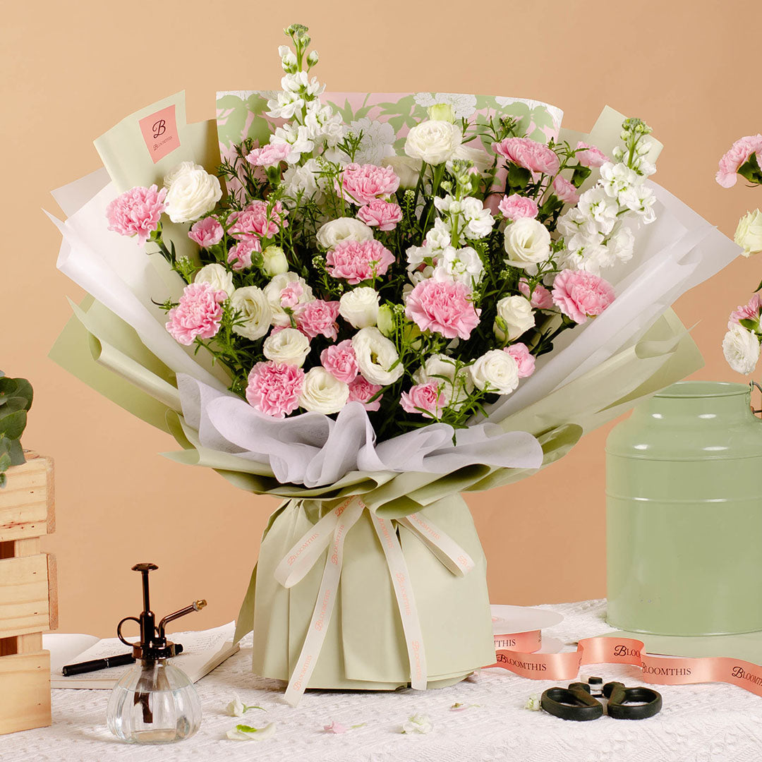 Mimmie Pink Carnation Bouquet | Free Delivery | Bloomthis