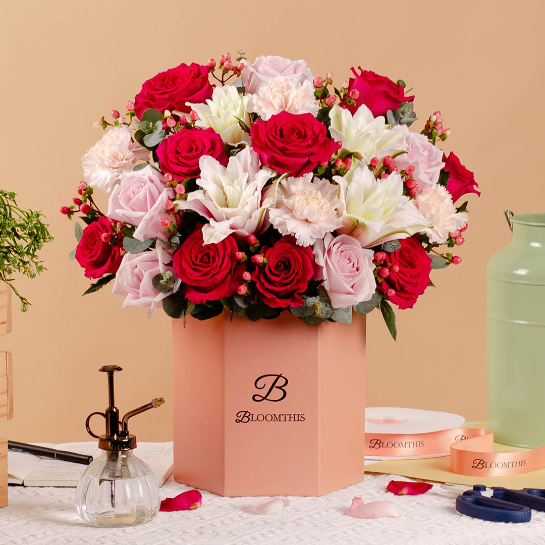 Beatrice Rose Lily Flower Box | Free Delivery | Bloomthis
