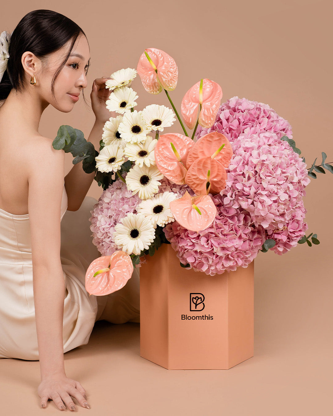 Luxe Aegean Pink Hydrangea Flower Box | Free Delivery | Bloomthis