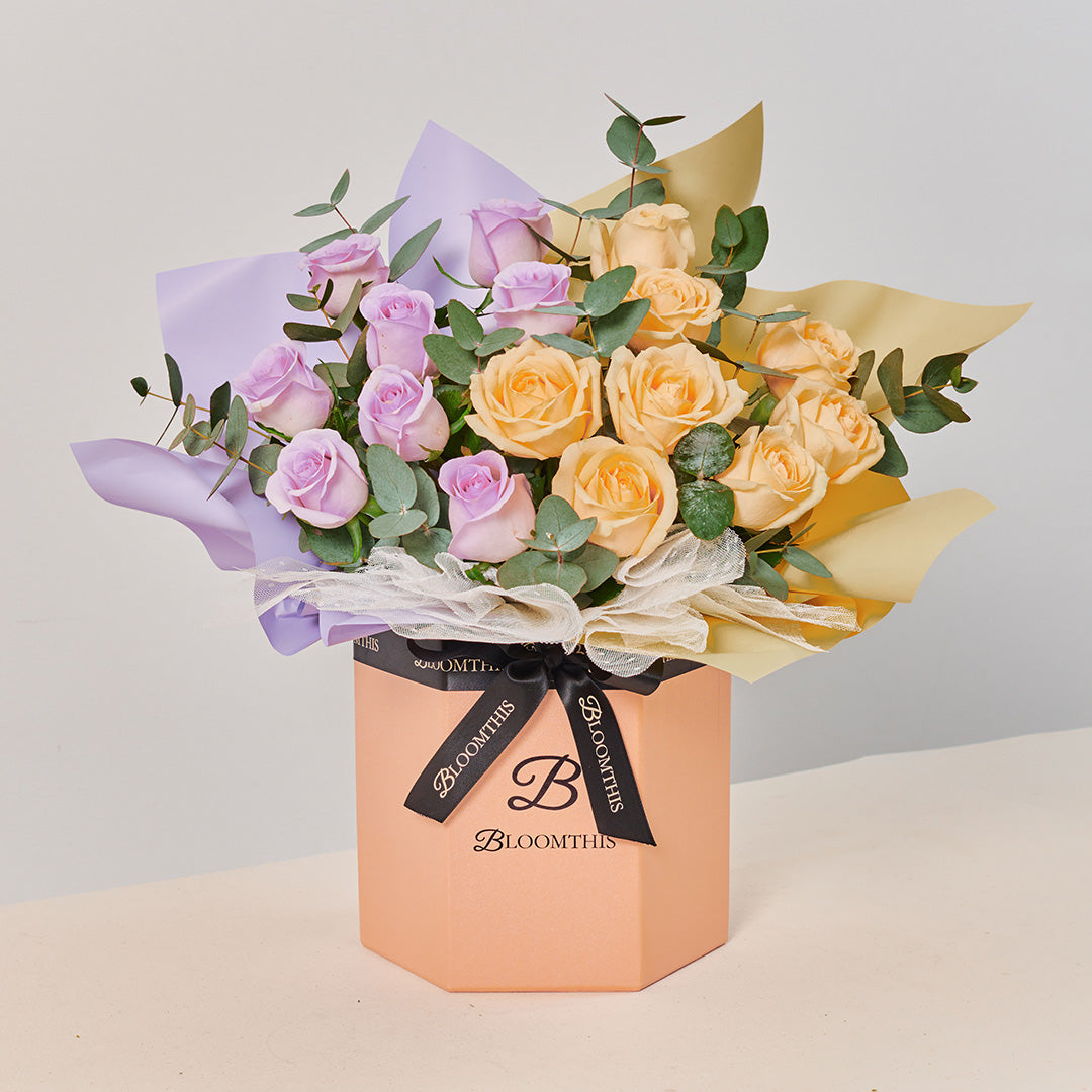 Poppy Lilac Rose Flower Box | Free Delivery | Bloomthis
