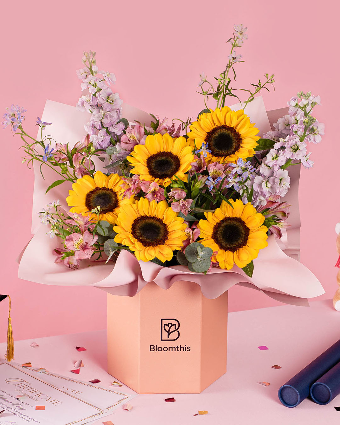 Zooey Yellow Sunflower Flower Box | Free Delivery | Bloomthis
