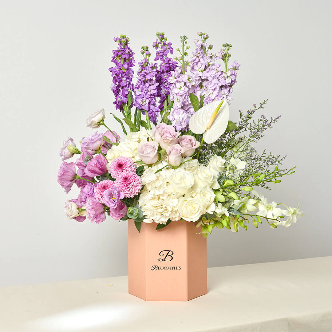 Perry Lilac Eustoma Flower Box | Free Delivery | Bloomthis